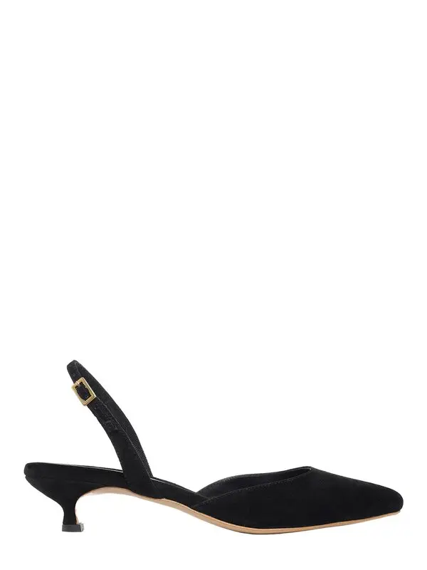 GINISSIMA Alice Slingbacks Kitten Heels In Suede - Black