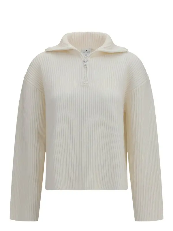 COURREGES Ribbed Knit Zip Sweater - White