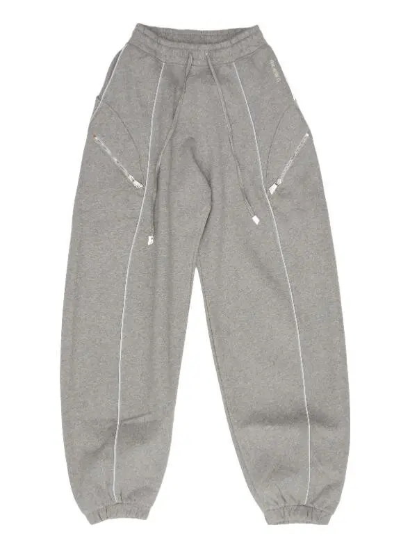 Attico Elastic Waist Casual Trousers With Drawstring And Pockets - Gray