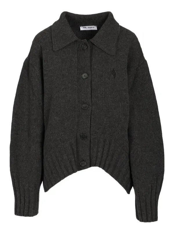 Attico Embroidered Logo Knit Cardigan - Black