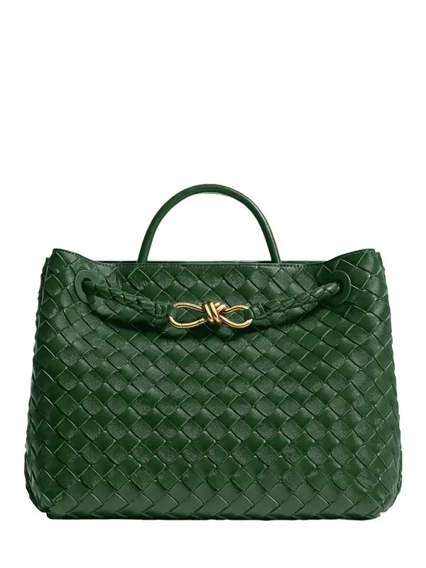 Bottega Veneta Andiamo Woven Top Handle Bag - Green