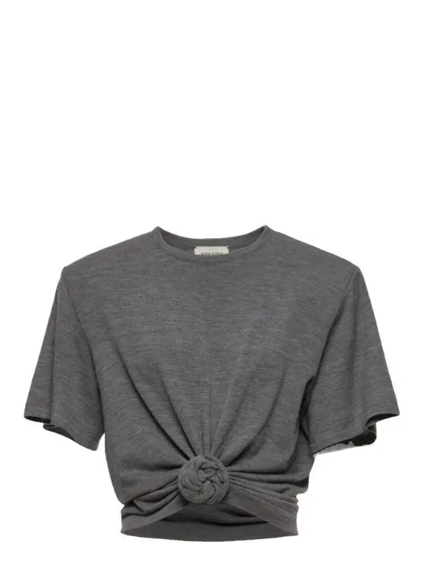 Magda Butrym Ruched Crewneck T-shirt - Grey