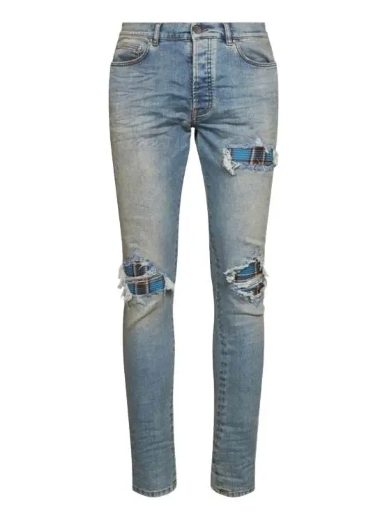 Amiri Distressed Flannel Mx1 Jeans - Medium Indigo