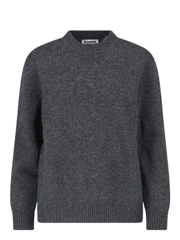 JIL SANDER Round Neck Long Sleeve Sweater - Grey
