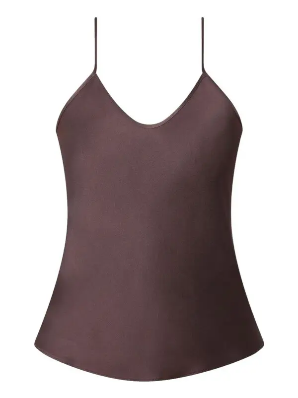 Max Mara Sleeveless Satin V-neck Top - Black