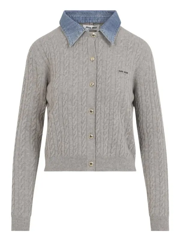 Miu Miu Wool And Cashmere Cardigan - Grey