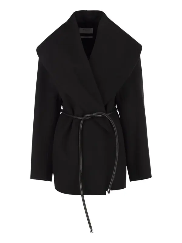 Sportmax Long-sleeved Belted Coat - Black