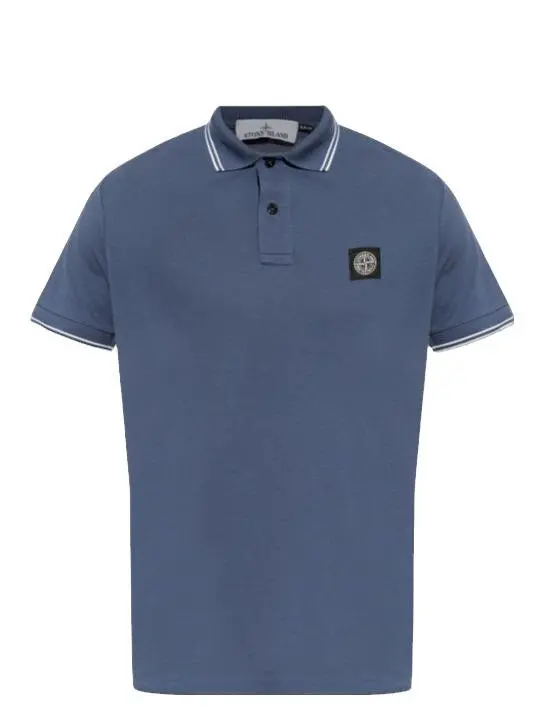 Stone Island Logo Patch Short-sleeve Polo Shirt - Blue