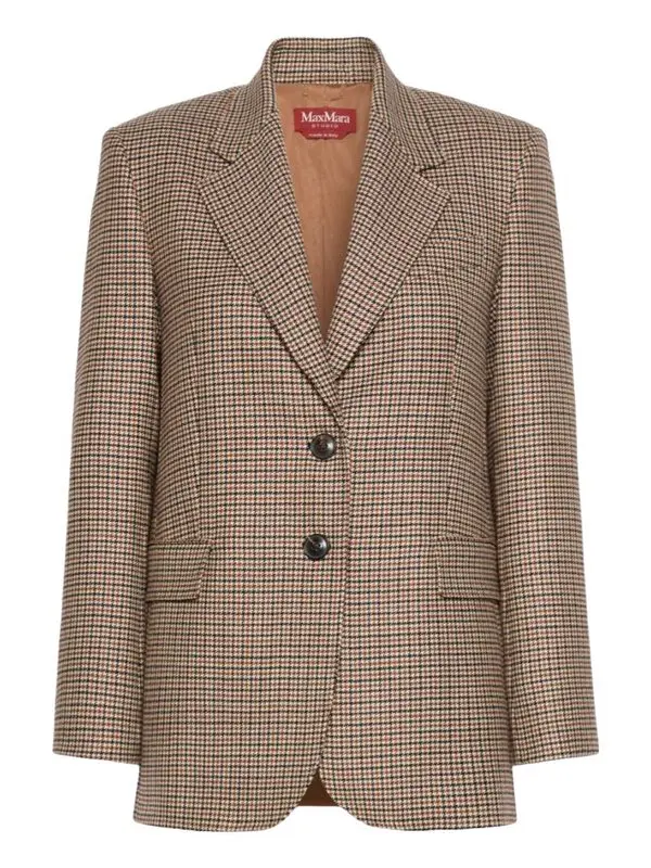 Max Mara Houndstooth Single-breasted Blazer - Black