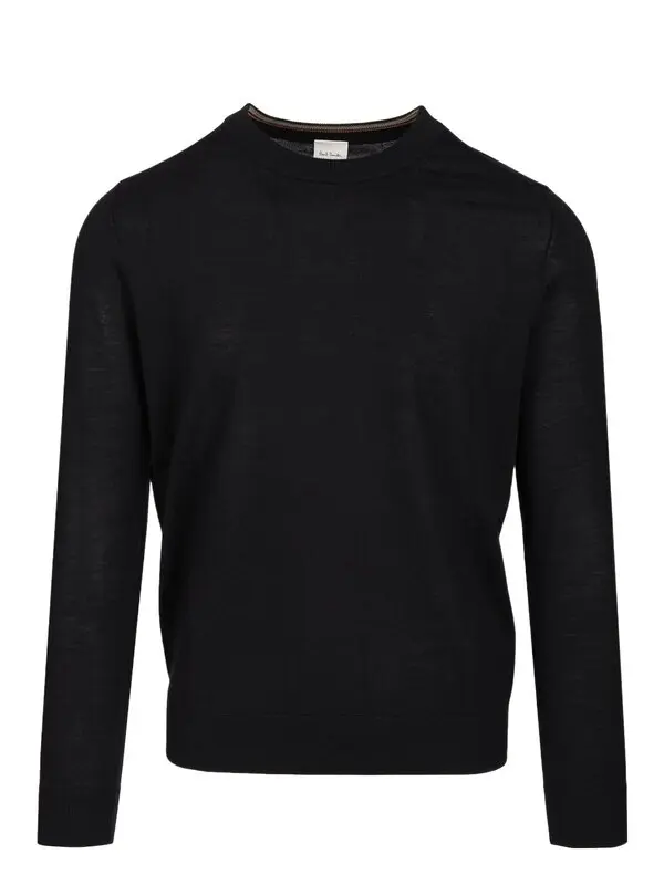 Paul Smith Crew Neck Sweater With Embroidered Logo - Black