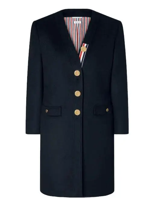 Thom Browne Zibeline Cardigan Coat - Navy Blue