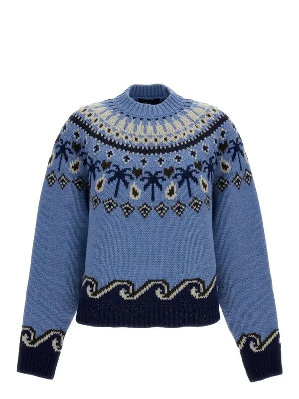 Alanui Sweet Winter Patterned Knitted Sweater - Blue