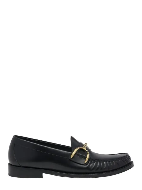 Alexander McQueen Leather Loafers With Gold Buckle - Black
