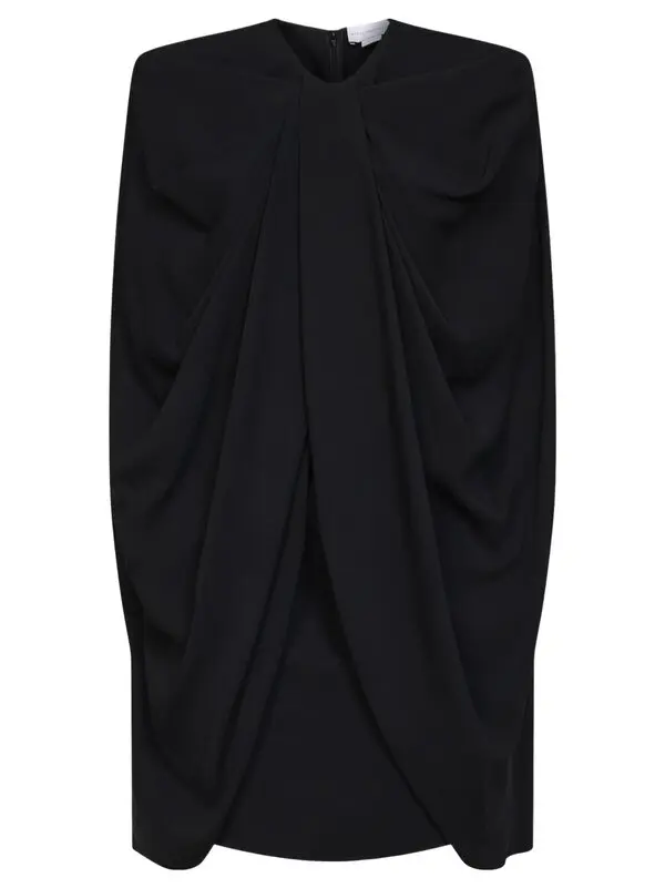 Stella McCartney V-neck Draped Midi Dress - Black