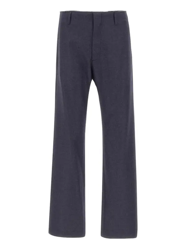 MAISON MARGIELA Fringed-edge Wool Trousers - Navy Blue