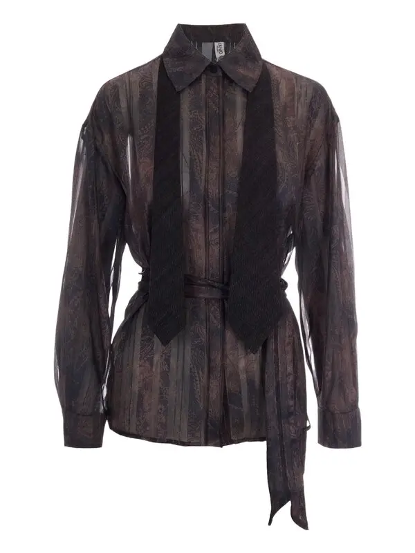 Liu Jo All-over Patterned Scarf Detailed Shirt - Black