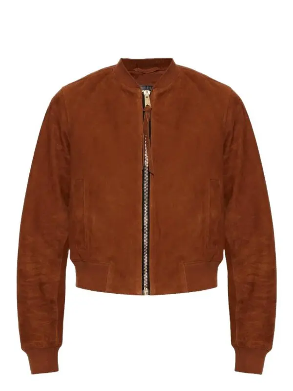 ALLSAINTS Suede Bomber Jacket - Brown