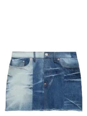 Kenzo Patchwork Denim Mini Skirt - Stonewashed Blue