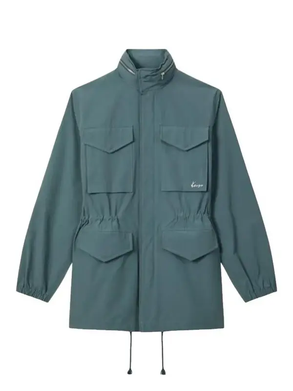 Kenzo Mid-length Drawstring Waist Windbreaker Jacket - Anthracite