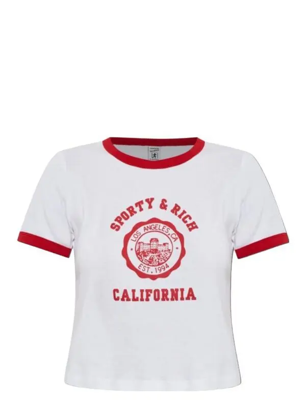 SPORTY  RICH Sporty & Rich Short Sleeve Crewneck T-shirt - White