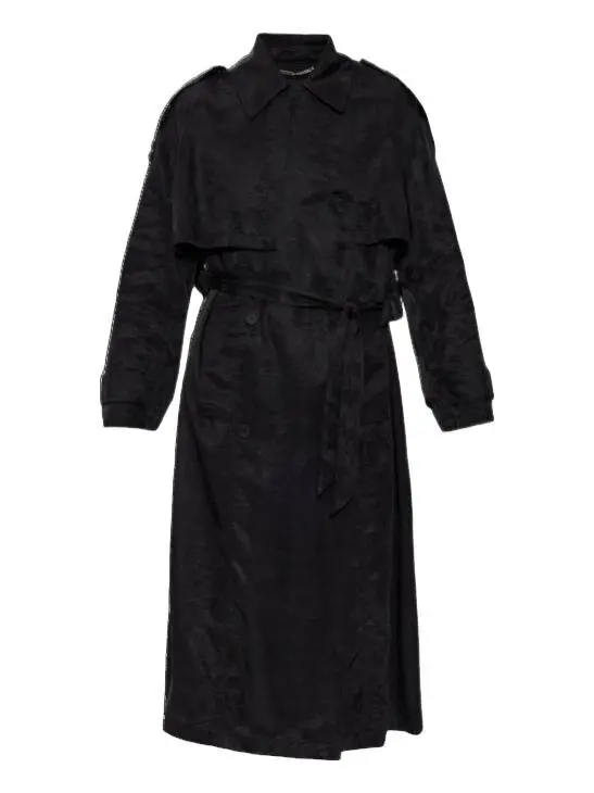 ALLSAINTS Collared Long-sleeved Coat With Tie Detail - Black