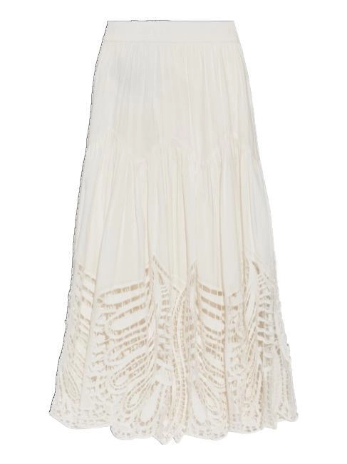 ALLSAINTS Femi Cotton Crochet Hem Maxi Skirt - Chalkwhite