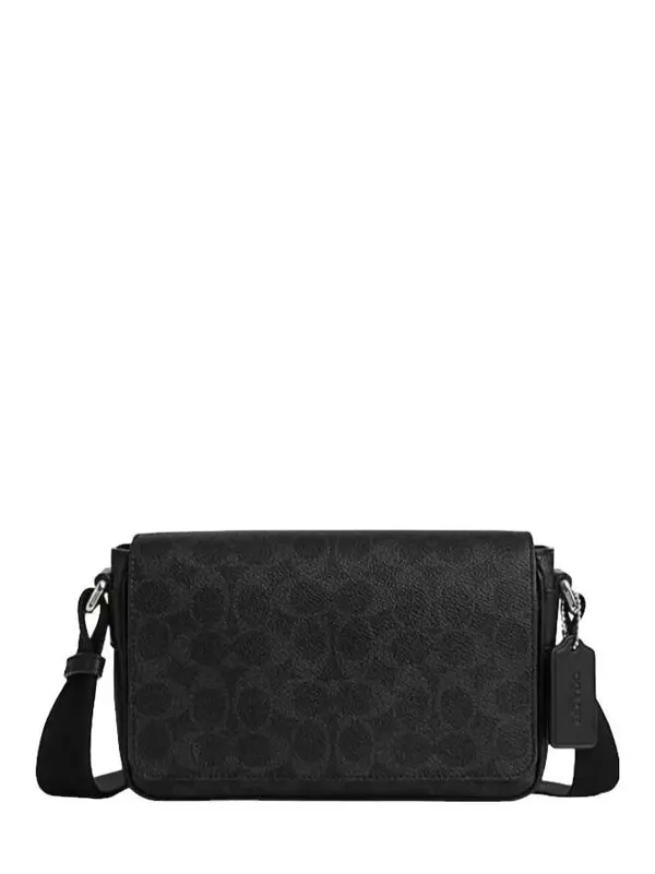 COACH Signature Canvas Jack Small Flap Crossbody Bag - Black