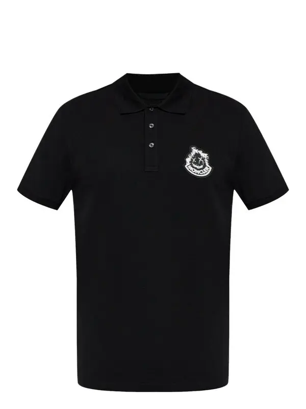 Moncler Logo-patch Polo Shirt - Black