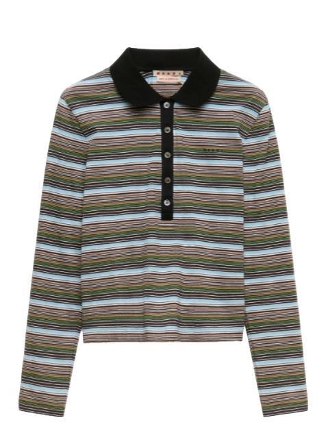 Marni Striped Long Sleeve Polo Top - Multicolour