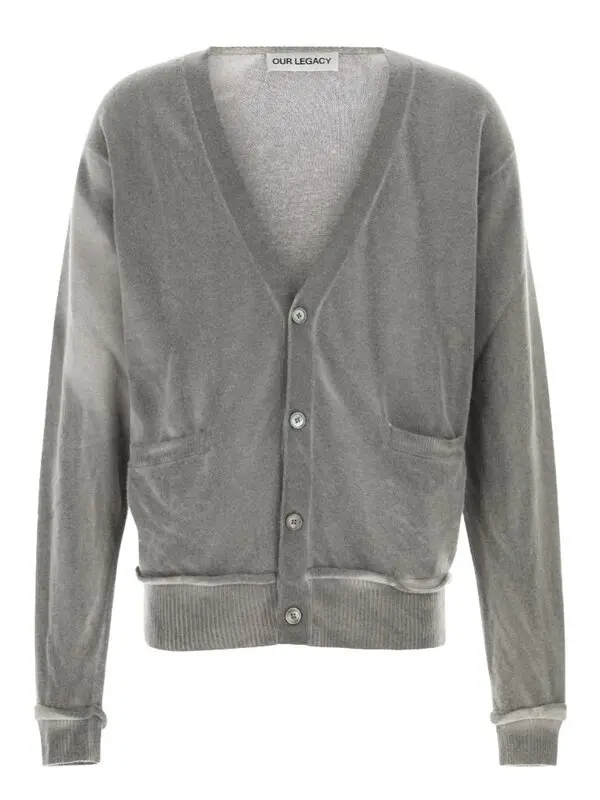 Our Legacy V-neck Cardigan With Button Closure And Pockets - Gray