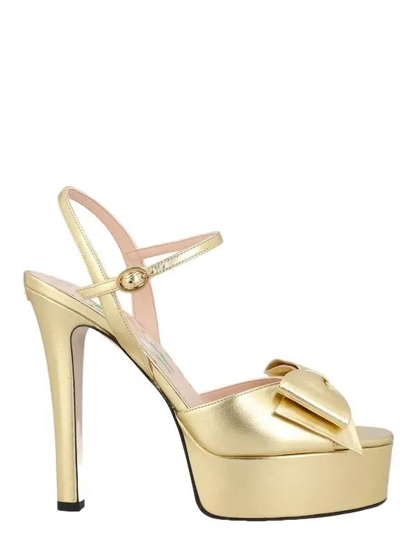 Valentino Garavani Bow Detailed Platform Sandals - Gold