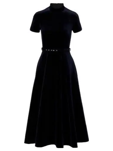 EMILIA WICKSTEAD Camilla Cotton Velvet Midi Dress - Black