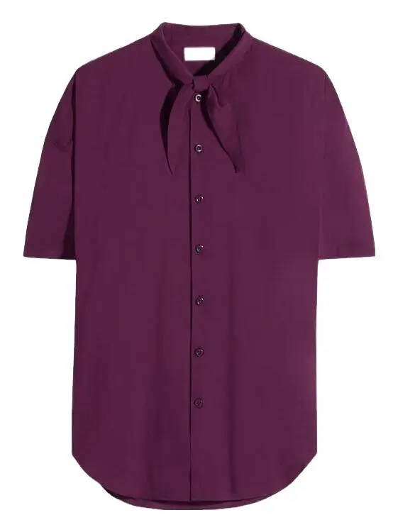 LEMAIRE Integrated Scarf Short Sleeve Shirt - Grape