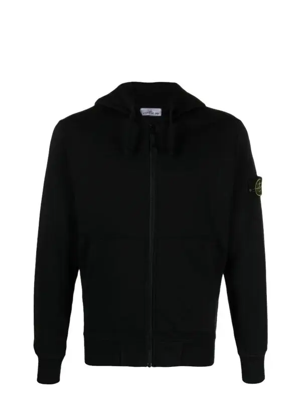 Stone Island Zip-up Hoodie - Black