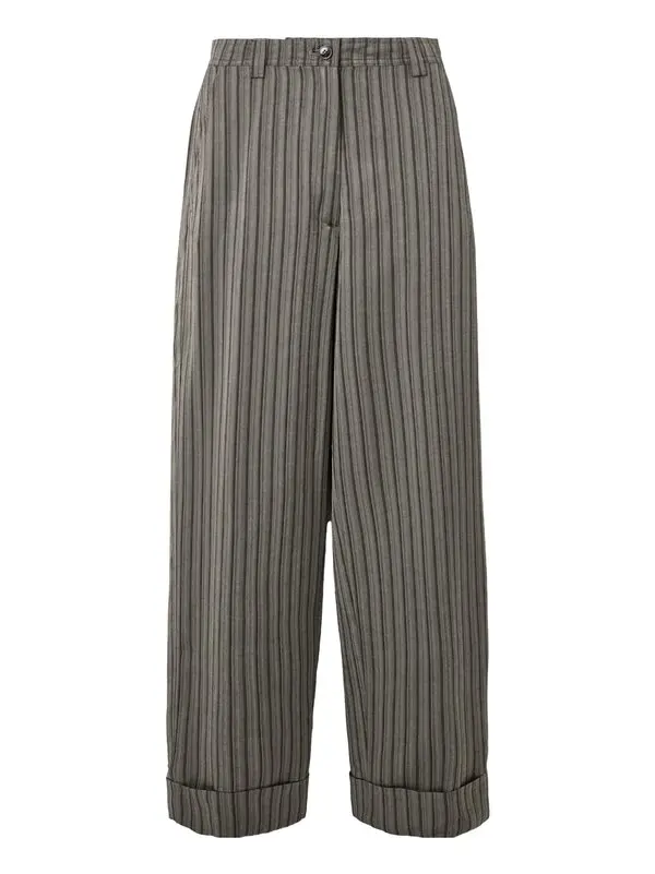 Dries Van Noten Striped Wide-leg Trousers - Grey