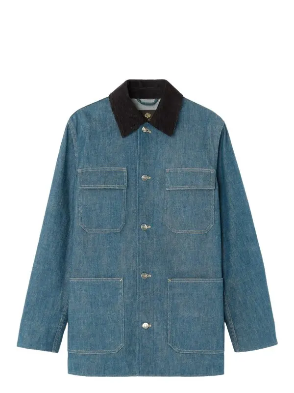 Loro Piana Long-sleeved Denim Jacket With Velvet Collar - Blue