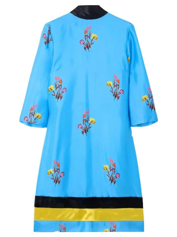 Marni Floral-print Silk-twill Mini Dress - Blue