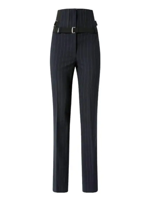 Pinko Striped Belted Tailored Trousers - Black