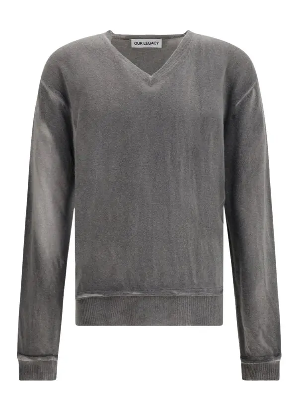 Our Legacy Spray-dyed V-neck Sweater - Black