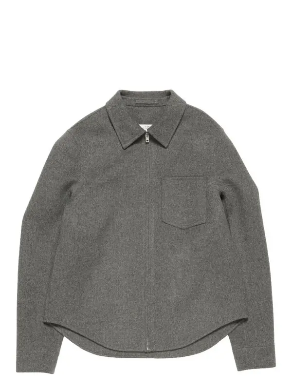 Acne Studios Zip-up Shirt Jacket In Double Splittable Cashmere Wool - Gray