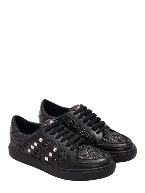 CLARA BARCELO Studded Glitter Sneakers - Black