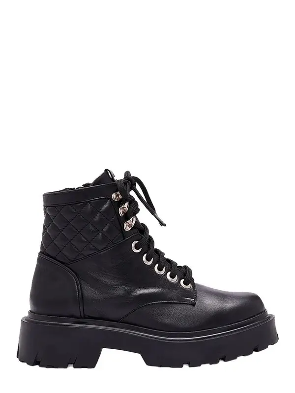 CLARA BARCELO Quilted Combat Boots - Black