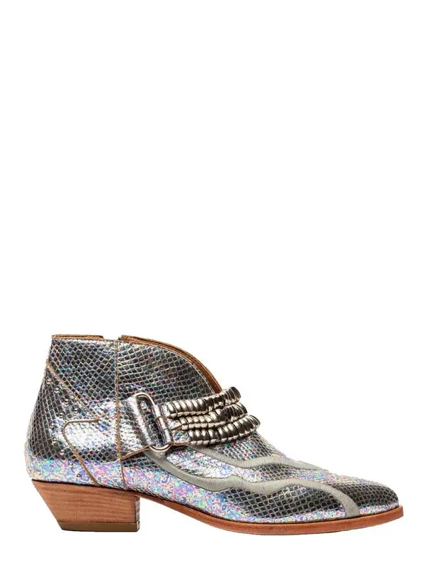 CLARA BARCELO Skill Before Strength Embellished Ankle Boots - Silver