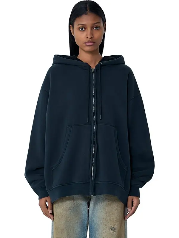 Acne Studios Oversized Zip-up Hooded Sweatshirt - Black