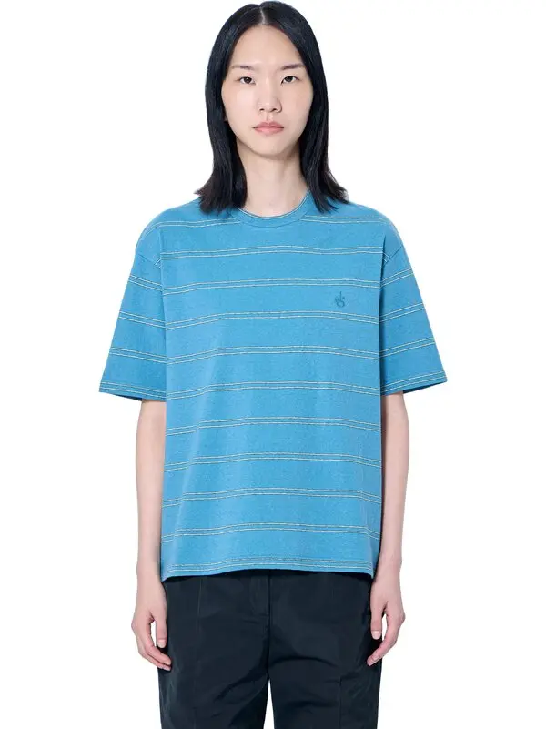 JIL SANDER Striped Cotton Jersey Crewneck T-shirt - Blue