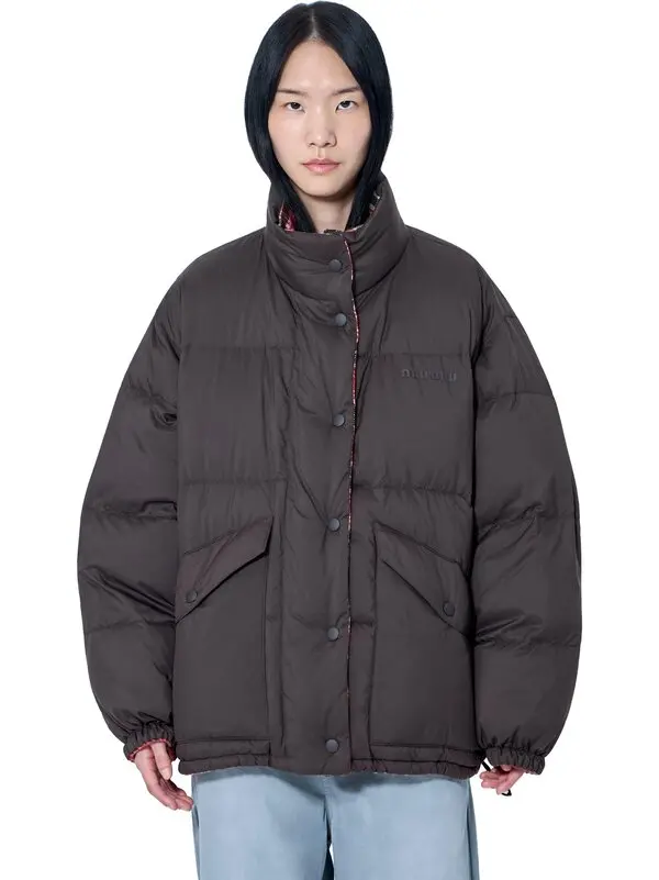 Miu Miu Padded Jacket With High Collar - Brown