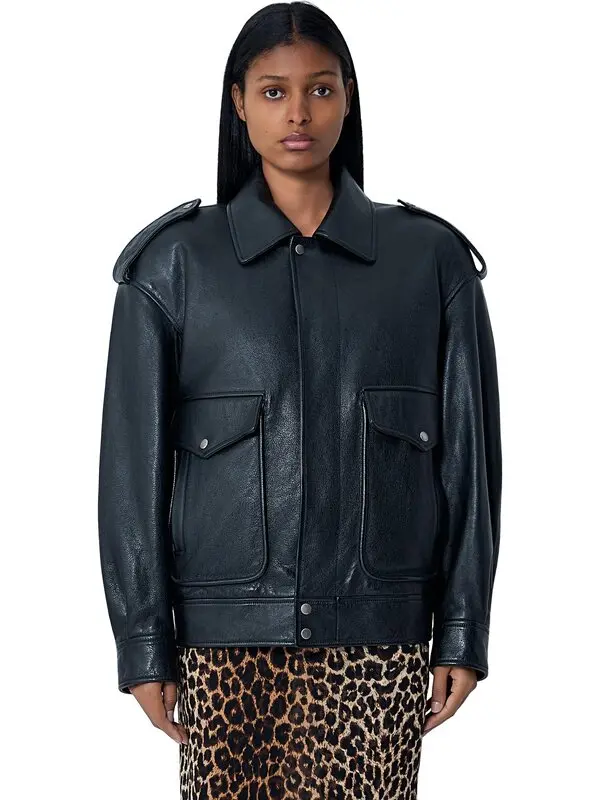 Saint Laurent Grained Leather Jacket - Black