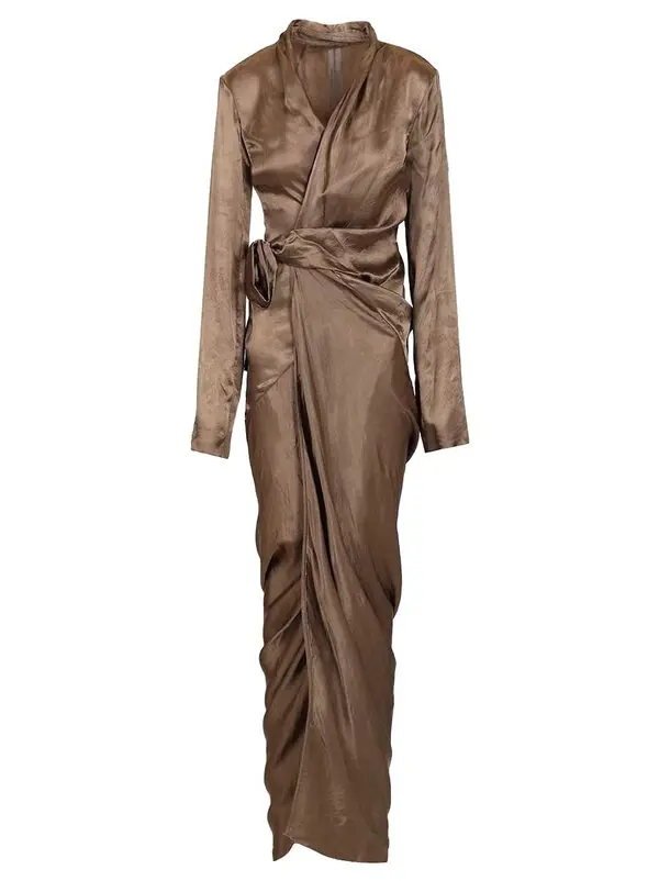 Rick Owens Wrap Gown Dress - Brown