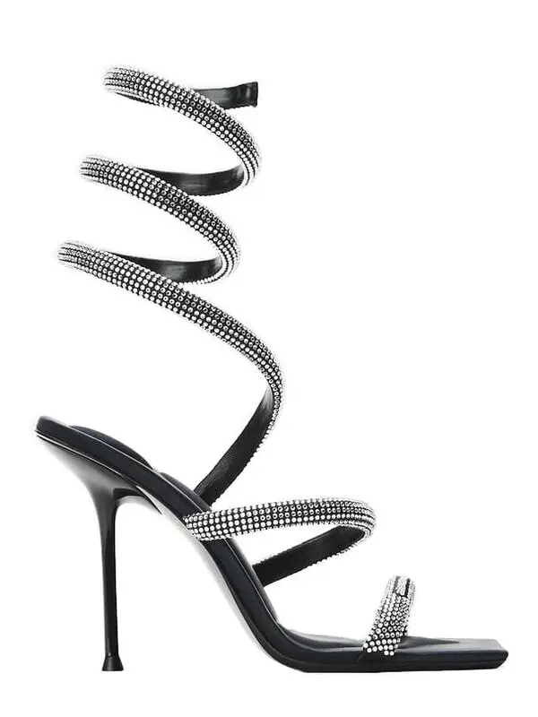 Alexander Wang Julie Crystal Coil Sandal - Black/silver