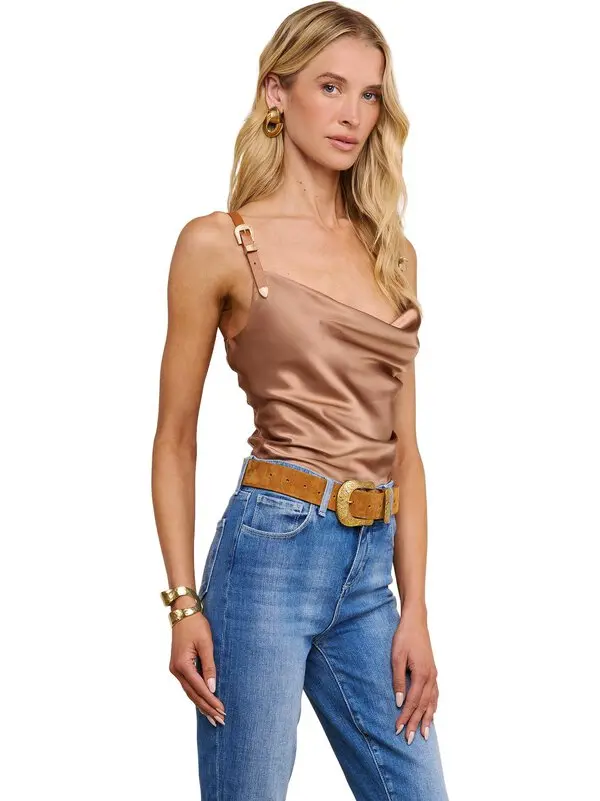 L'Agence Lux Silk Buckle-strap Camisole - Hazelnut